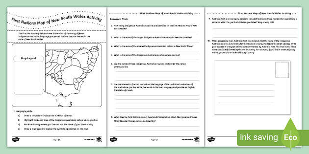First Nations Map of New South Wales Worksheet
