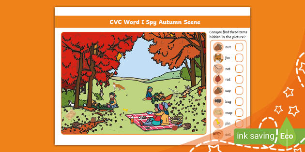 CVC Word I Spy Autumn Scene (teacher made)