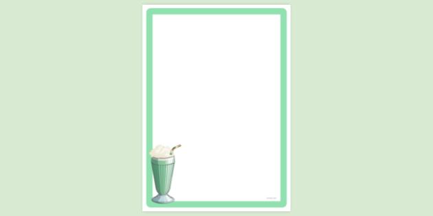 FREE! - Green Milkshake Page Border (teacher made)