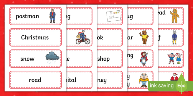 FREE! - Word Cards to Support Teaching on The Jolly Christmas Postman