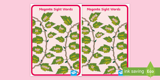 New Zealand Magenta Sight Words Poster (teacher made)