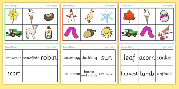 FREE! - Seasonal Bingo and Sorting Activity (teacher made)