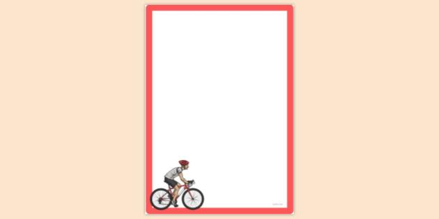 FREE! - Simple Blank Cyclist Page Border | Page Borders | Twinkl