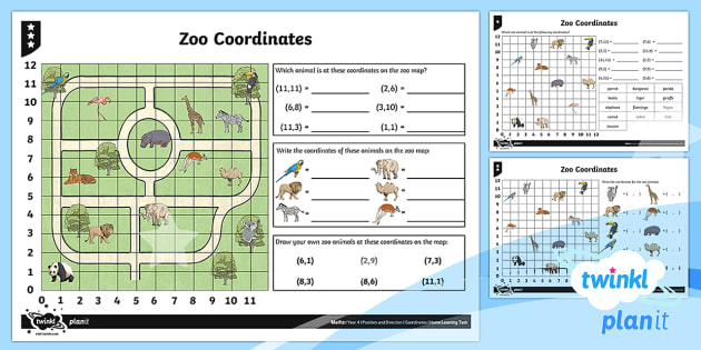 PlanIt Maths Y4 Position and Direction Zoo Coordinates Home Learning Tasks