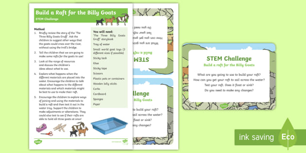Raft Building for the Billy Goats STEM Activity and Prompt Card Pack