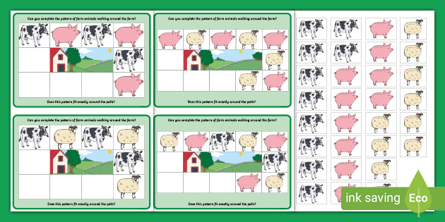 👉 Farmyard Repeating Pattern Paths Activity Cards
