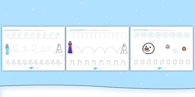 Winter Fairytale Pencil Control Worksheets