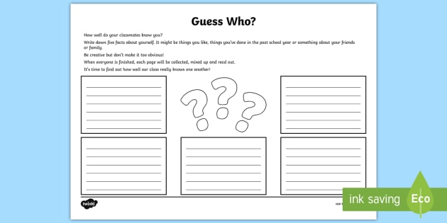 Guess Who? End of Year Activity (teacher made)