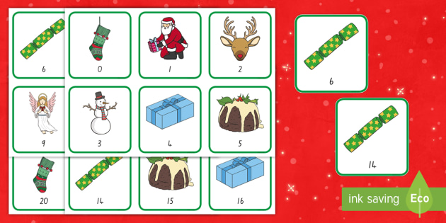 Christmas Number Bonds to 20 Matching Cards