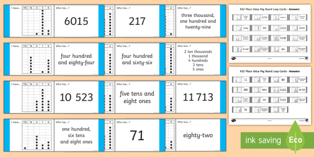 KS2 Place Value Peg Board Loop Cards