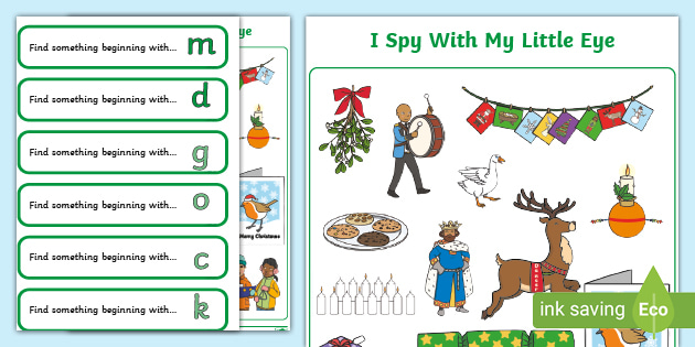 I Spy Initial Sounds (MDGOCK) Christmas Worksheet