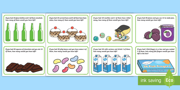 Subtraction Word Problem Challenge Cards