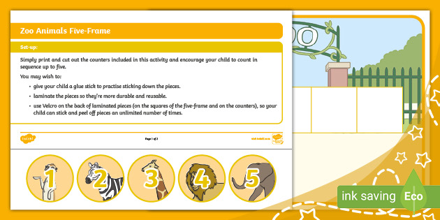 👉 Zoo Animals Five Frame (teacher made)