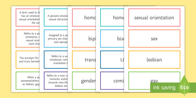 * NEW * LGBT Word Cards for Discussion With Definitions