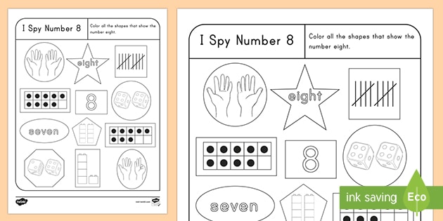 Number Sense I Spy Number 8 Activity (teacher made)