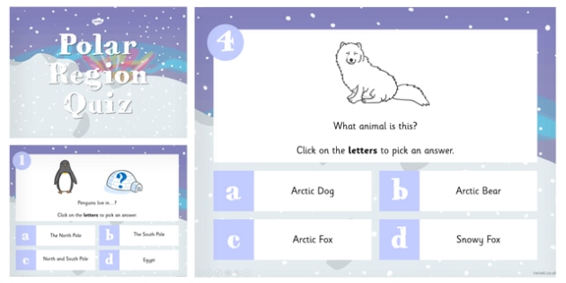 Polar Regions Animal Habitats Quiz PowerPoint (teacher made)