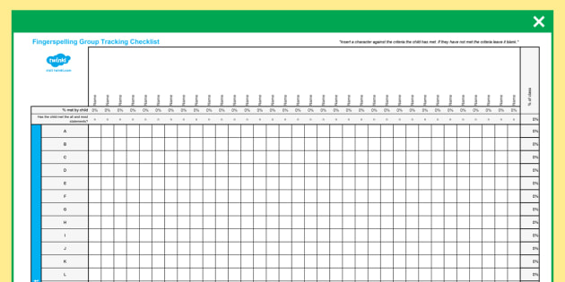 Editable Fingerspelling Group Tracking Checklist