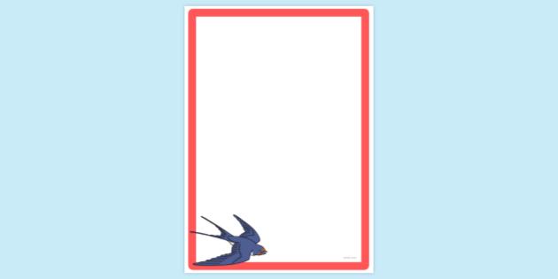 FREE! - Swallow Bird Flying Page Border | Page Borders | Twinkl