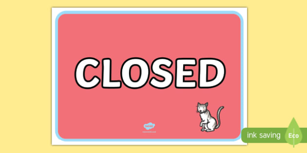Pet Shop Closed Sign