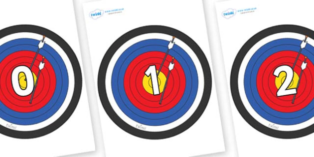 Numbers 0-50 on Archery Targets