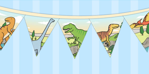 Dinosaur Themed Birthday Party Pictue Bunting - birthday, bunting