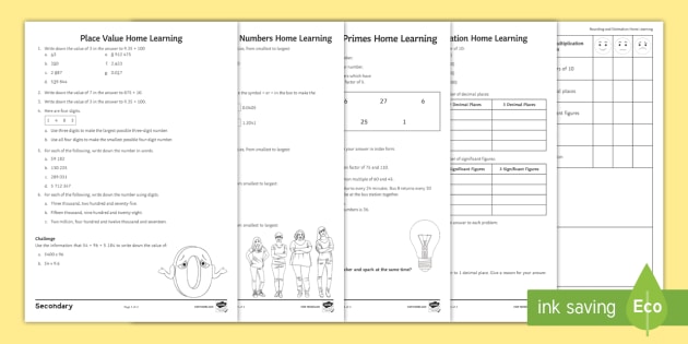 Number and Place Value: Homework Activity Pack | Beyond