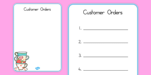 Tea Shop Role Play Order Forms (teacher made)