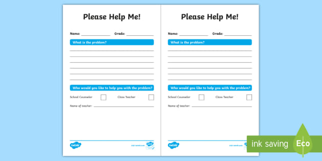 Please Help Me! Note to the Teacher