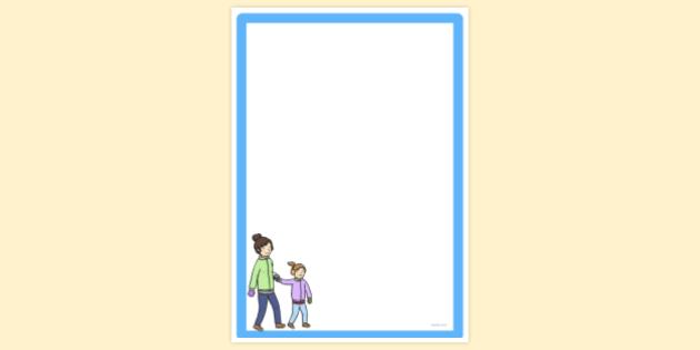 Girl Walking Holding Mums Hand Page Border | Twinkl