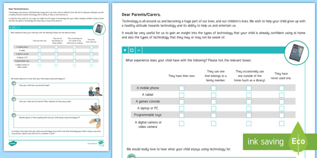 * NEW * EYFS Technology Questionnaire