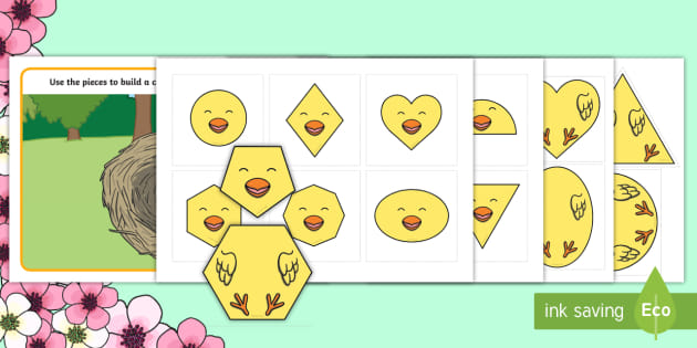 Build a Spring Chick 2D Shape Activity (teacher made)