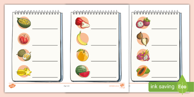 Tropical Fruit Salad Order Form (teacher made)