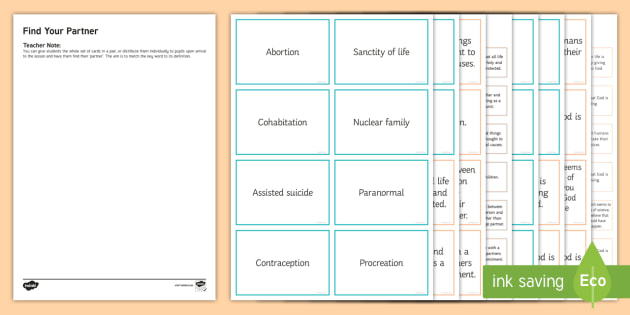 Key Terms RE Revision Pairs Sorting Cards (teacher made)
