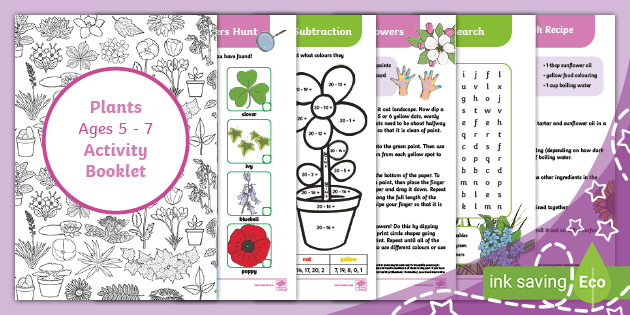 Plant-Themed Activity Booklet (Ages 5-7) (teacher made)