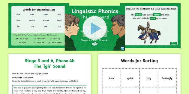 Northern Ireland Linguistic Phonics Stage 5 and 6 Phase 4a 'igh' Sound