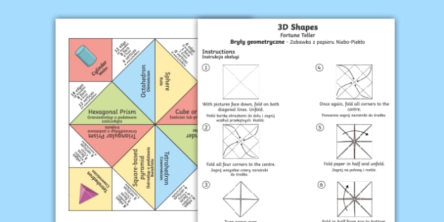 3D Shapes Fortune Teller Chatterbox English/Polish