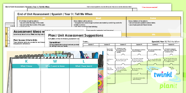 👉 PlanIt Year 3 Spanish Assessment: Tell Me When