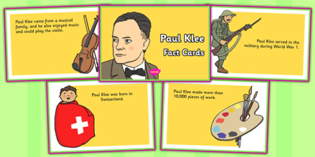 Paul Klee Fact Cards - paul klee, fact, cards, fact cards, facts