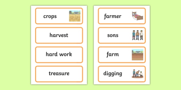 The Farmer and His Sons Word Cards (teacher made)
