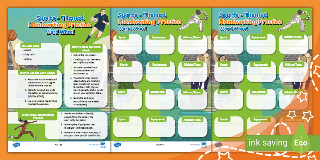 Sports-Themed Handwriting Practice Word Wheel (teacher made)