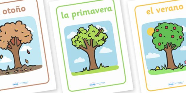 FREE! - Spanish Seasons Display Posters - Seasons, season, autumn, winter
