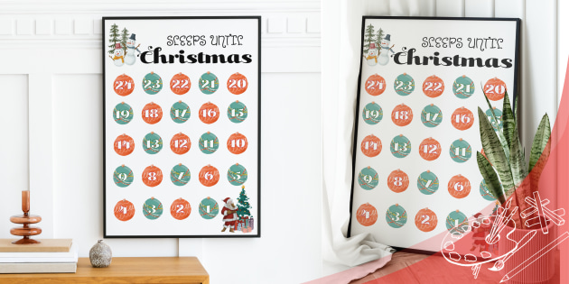 Sleeps Until Christmas Countdown Poster | Twinkl Art Gallery