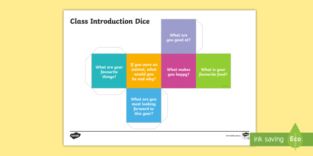 Class Introduction Questions Dice Net (teacher made)