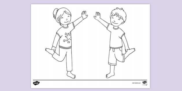 FREE! - Stretching Colouring Sheet | Colouring Sheets | Twinkl