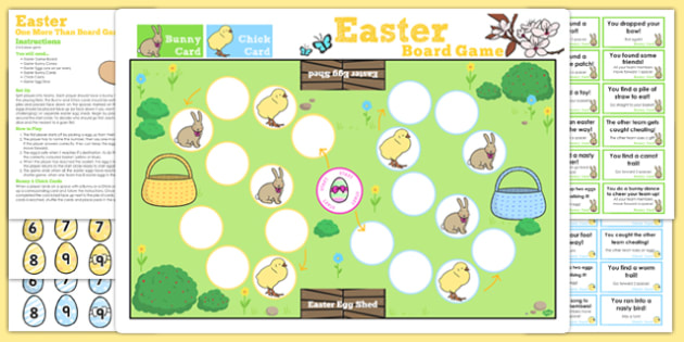One More Than Easter Bunny Hop Board Game (teacher made)