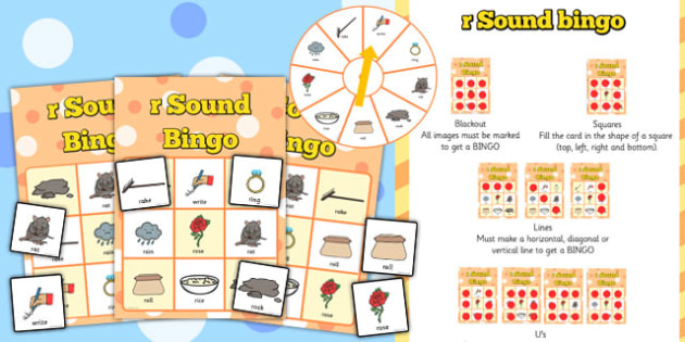 r Sound Bingo Game with Spinner (teacher made)