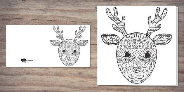 Reindeer Mindfulness Colouring Card | Twinkl Party