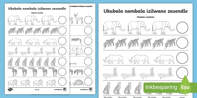 Ukubala nombala izilwane zasendle- Count and Colour Wild Animals isiZulu