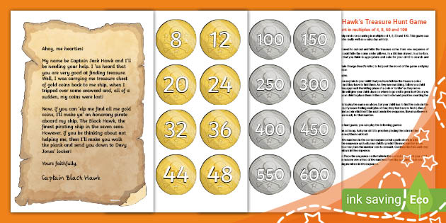 👉 Number Sequences Treasure Hunt Game (Ages 7 - 8)