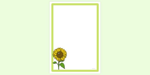 FREE! - Simple Blank Sunflower With Bee Page Border | Twinkl